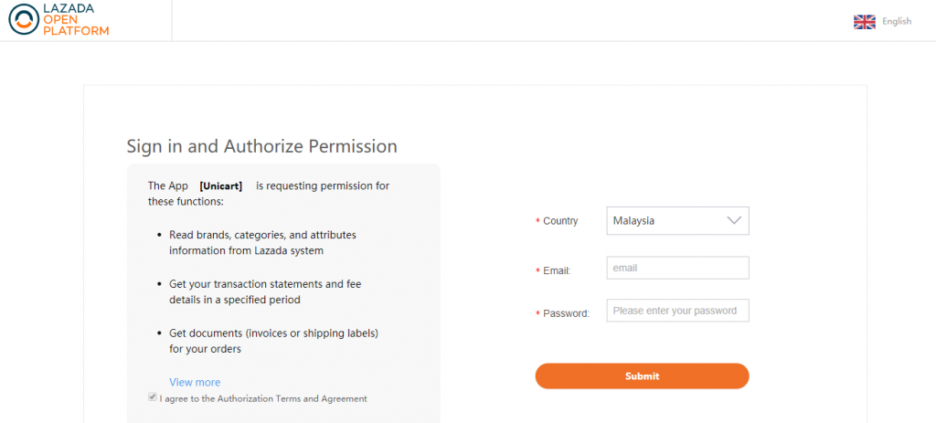 Lazada Code Application – UniCart Support Center