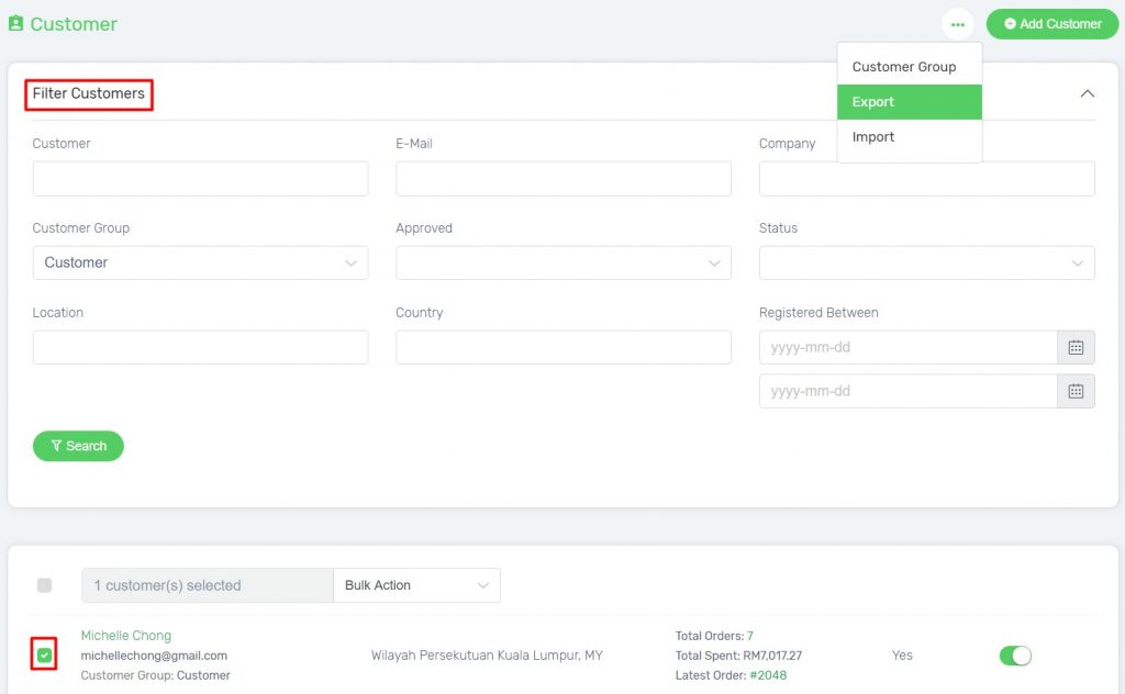 How To Import Export Customers In Csv File Unicart Support Center
